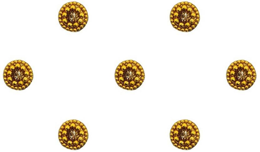 Comet Busters Beautiful Golden Round Bindi With Gold Beads Border (7mm ...