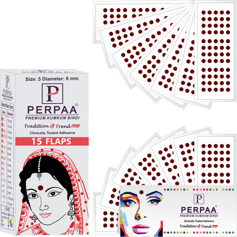 Perpaa Traditional Sticker Kumkum Round Bindi for Women Size 5 Dark ...