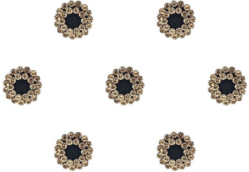 Comet Busters Black Round Velvet Bindi With Gold Stone Border (9mm ...