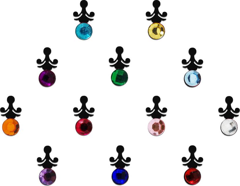Comet Busters Beautiful Black Bindi With Multicolor Stones (BV286 ...