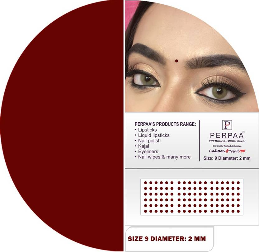 Perpaa Premium Velvet Sticker Kumkum Dark Maroon Bindi Box of 15 Flaps ...