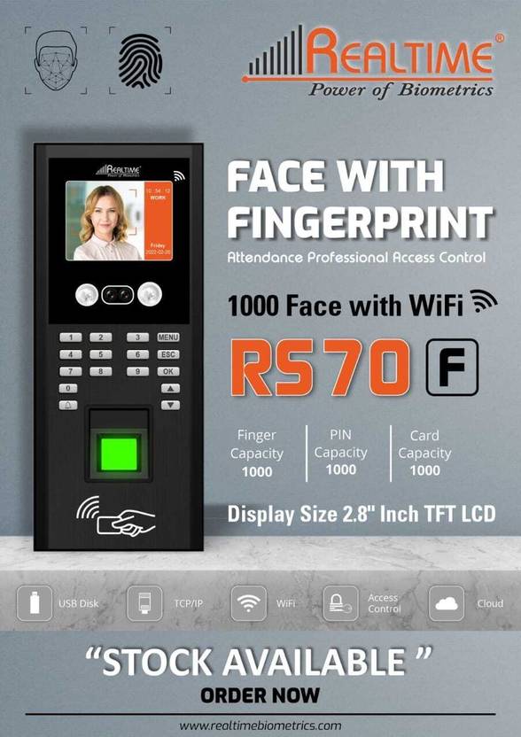Realtime RS70F WIFI Time & Attendance Biomatrics Face with Fingerprint ...
