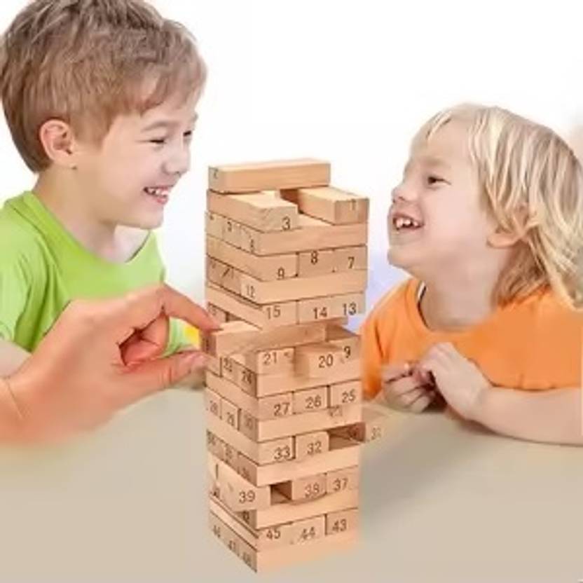 CrazyBuy Jenga Timber Tower Tumbling Game for Kids and Adults, Wood ...