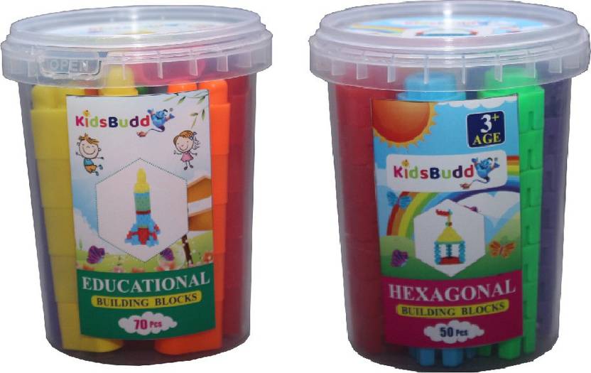Kidsbuddy Combo of 50 pcs Hexagonal Building Blocks + 70 Pcs Bullet ...