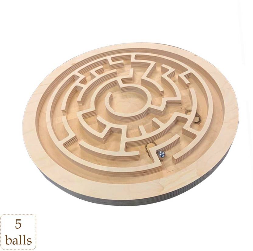 SAFESEED Mini Wooden Labyrinth Balance Board Game Ball in Maze Puzzle ...