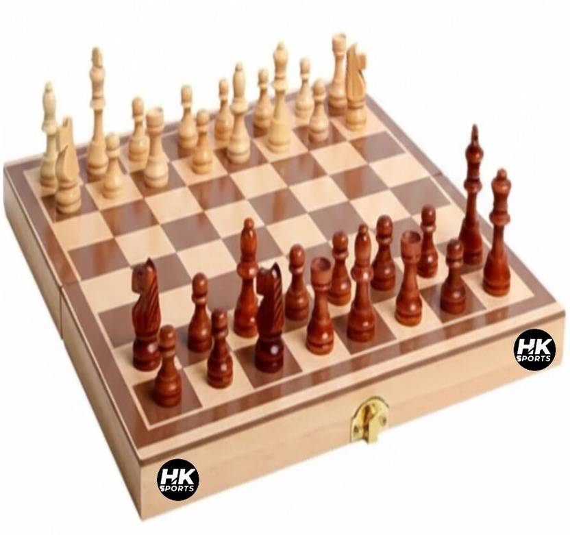 HK Sports Wooden Folding Chess Set 12.5*12.5 inch with Wooden Chess ...