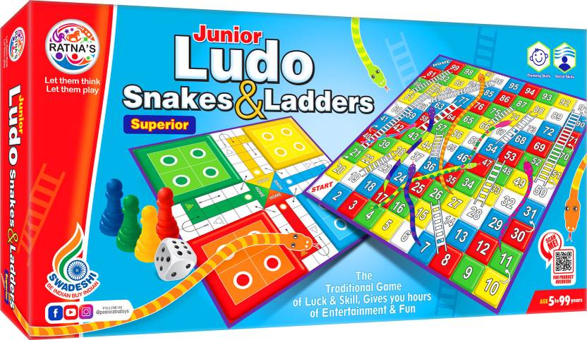 RATNA'S Ludo with Snakes & Ladders junior deluxe (1255) Party & Fun Games Party & Fun Board Game ...