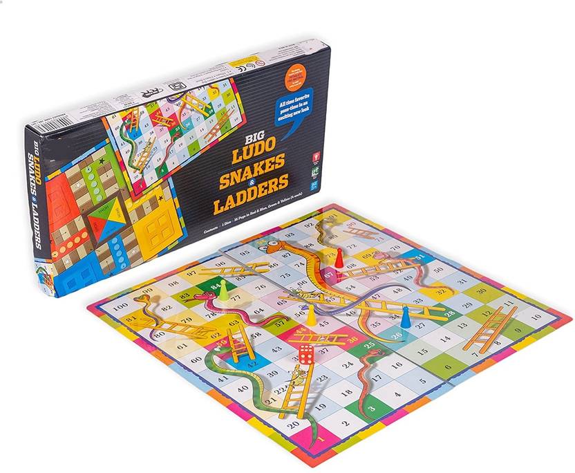 zoakto Ludo and Snakes & Ladders Big Black Box Classic Board Game Board ...