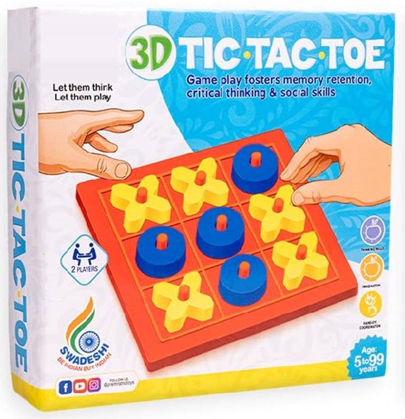 PEZYOX 3D Tic-Tac-Toe Classic Mind Challenging Cross & Zero Family ...