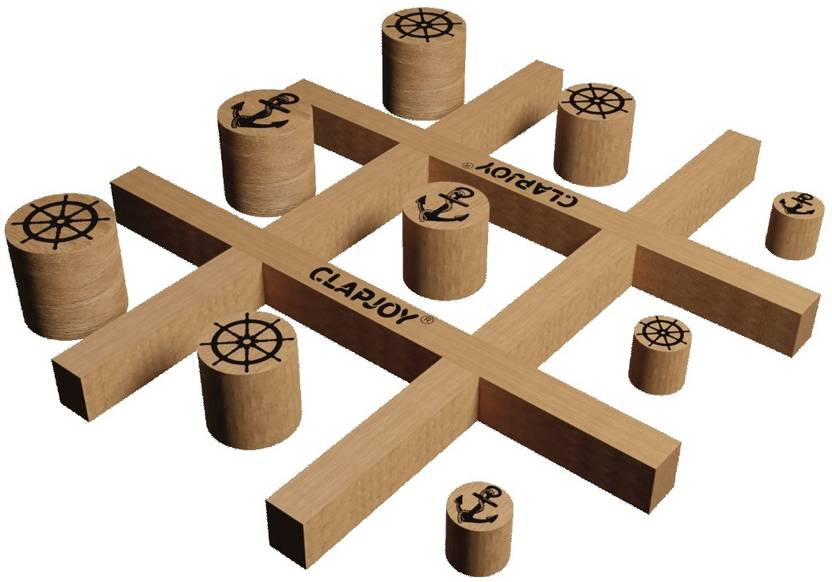 Clapjoy Tic Tac Cambio Gobblet Gobblers Wooden Board Game for Kids ...