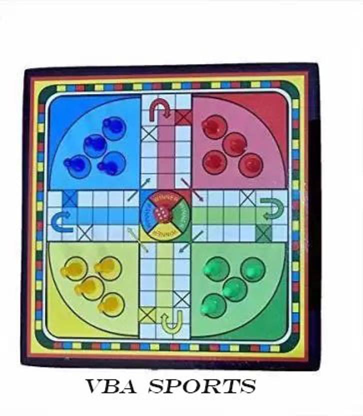 VBA Sports Wooden Ludo Snakes Ladders & Chess board Set of Ludo & 1 Chessmen coins B 32 cm Chess ...