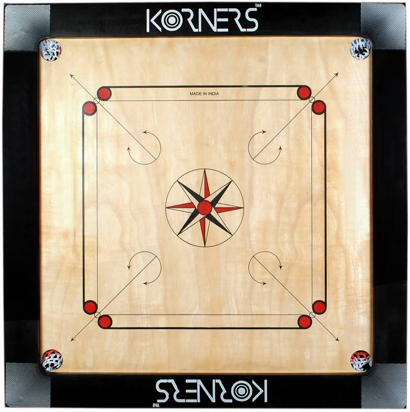 KORNERS Club Size Extra Large Cross Pocket Carrom Board With Coins ...