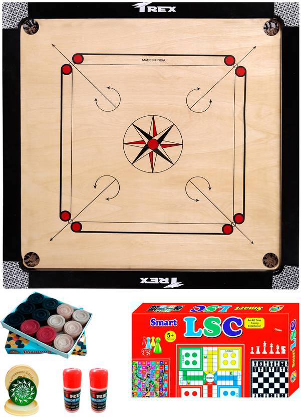 Trex Sports 33 INCHES CARROM BOARD WITH FREE LUDO,SNAKES & LADDERS WITH ...