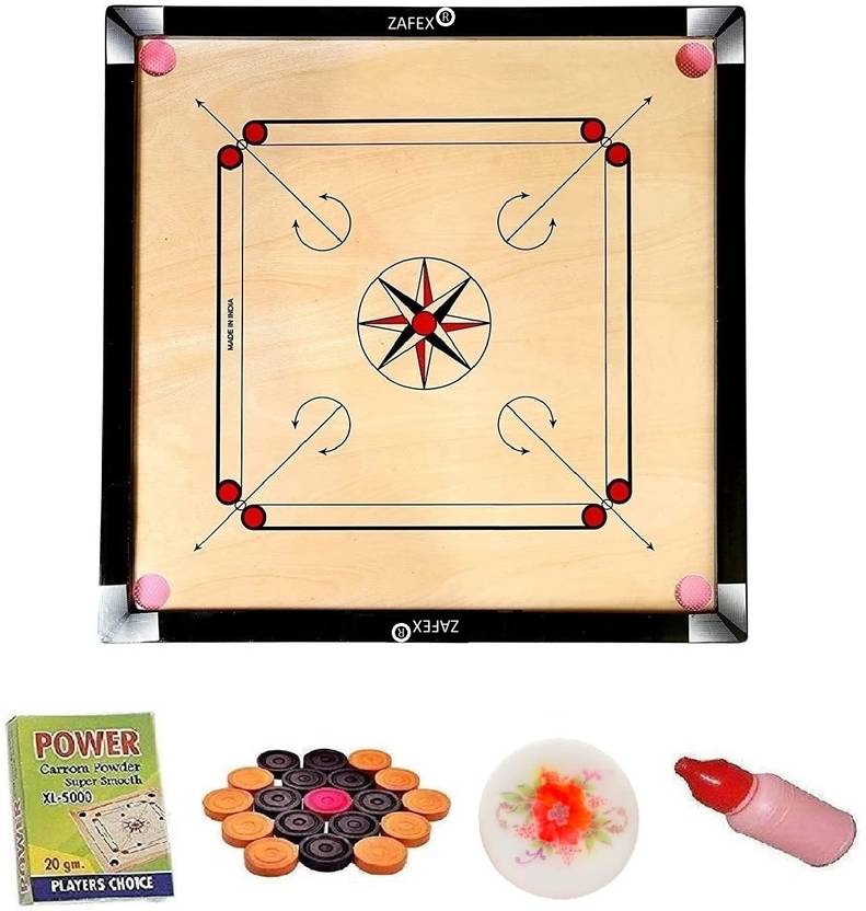 ZAFEX Carrom Board with Coins Striker and Boric Powder Combo Number ...