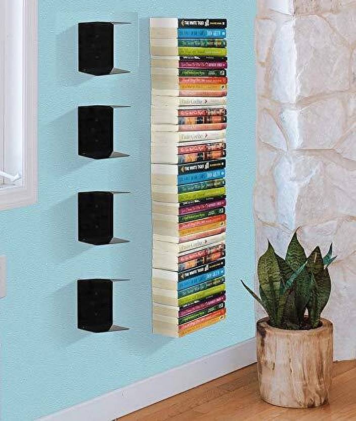 GO HOOKED Book Shelf Wall Mounted Heavy Duty Metal Invisible Book ...