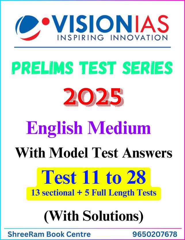 Vision IAS Prelims Test Series 2025 | Test 11 to 28 with Solutions ...