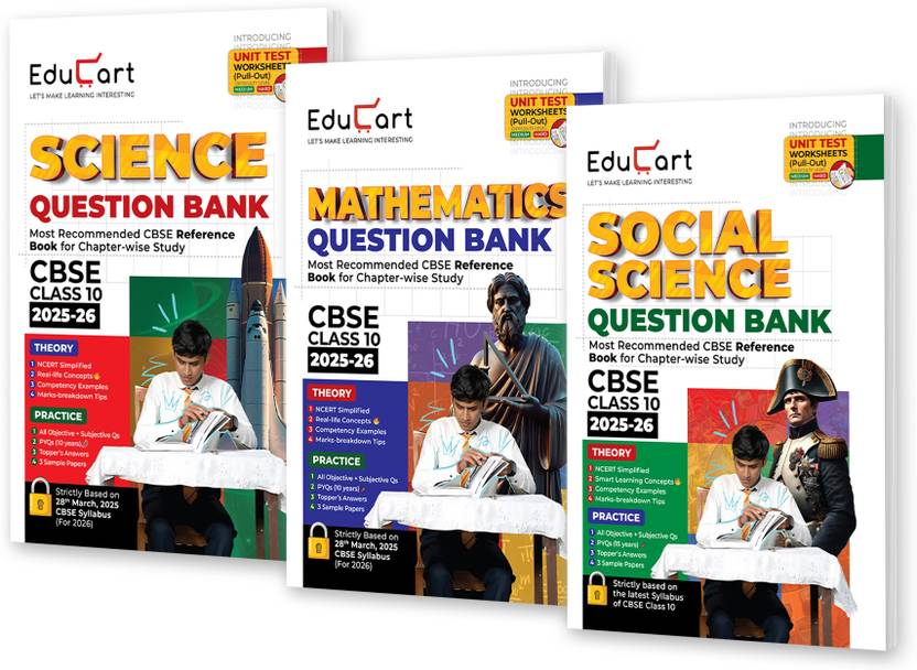 Educart CBSE Question Bank Class 10 Bundle - Science, Mathematics and Social Science on New ...