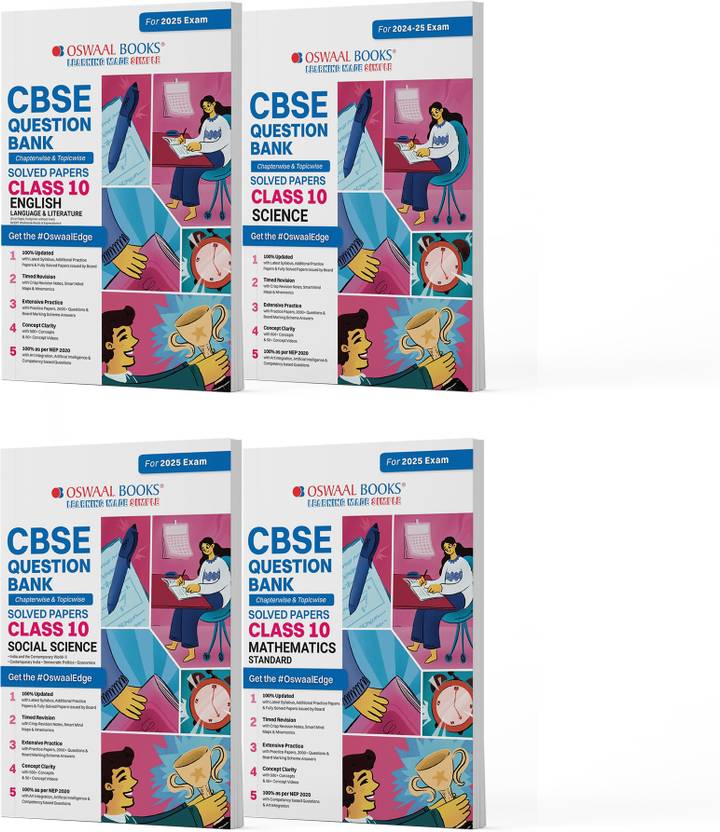 Oswaal CBSE Question Bank Class 10 Set of 4 Books | English | Maths ...