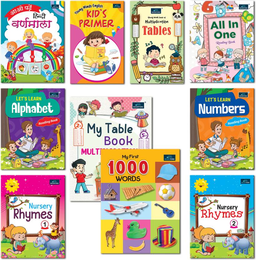 Early Learning English, Hindi and Maths Books for Kids (Set of 10 ...