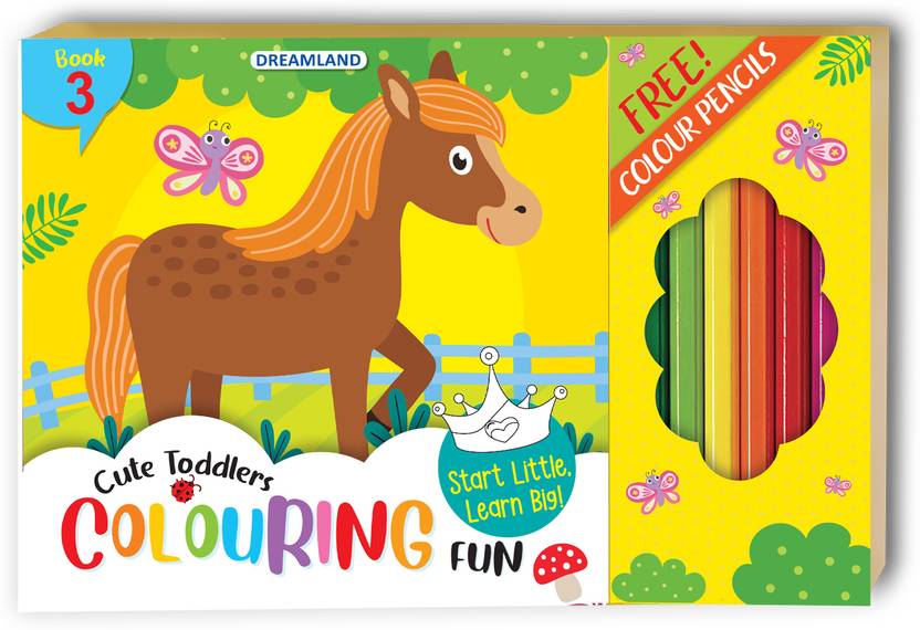 Cute Toddlers Fun Colouring Book with 6 Colour Pencils | Art and Craft ...