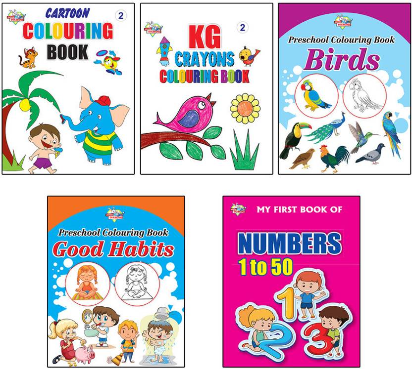 My First Book (Set of 5 Books) : Cartoon Colouring Book 2 | KG Crayons ...