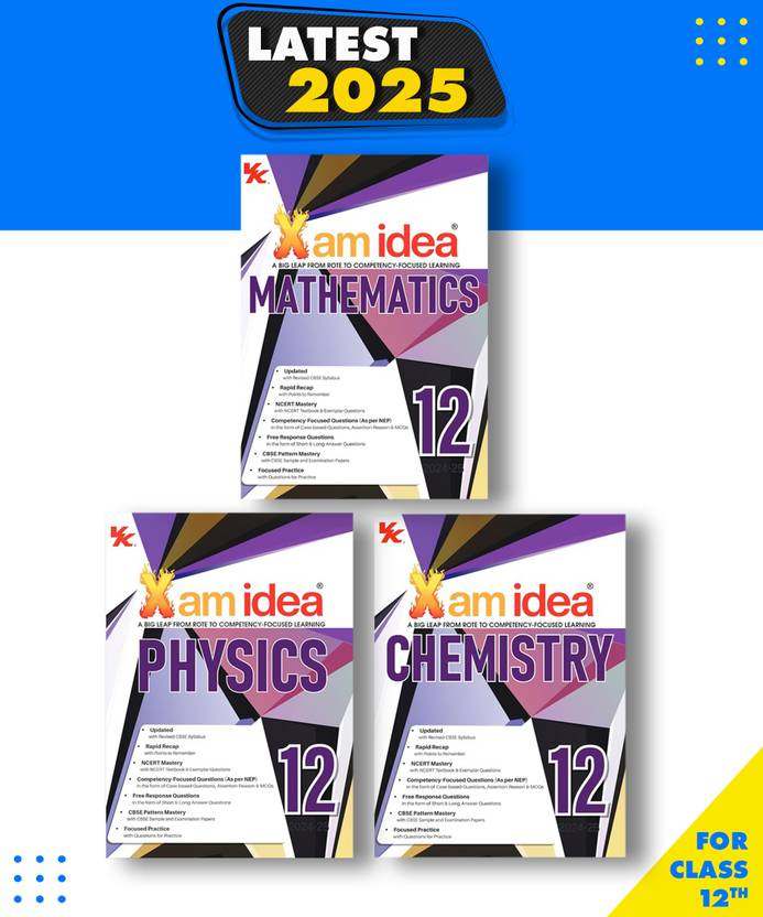 Xam Idea Class 12th [ Physics , Chemistry & Mathematics ] 3-Books Set Book| CBSE Board ...