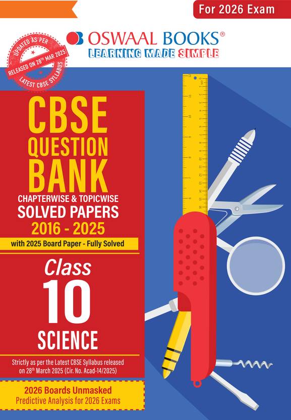 CBSE Question Bank SOLVED PAPERS Class 10 Science For 2026 Exam: Buy ...