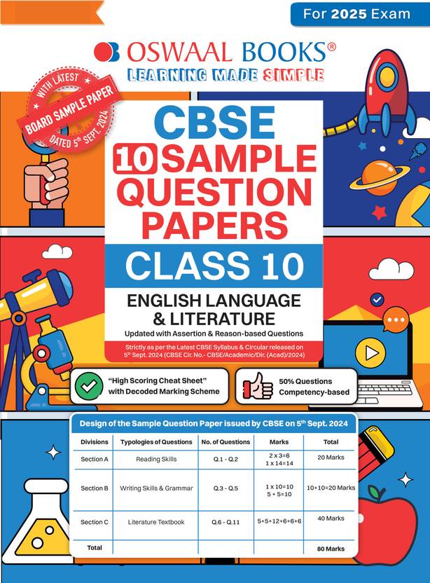 Oswaal Cbse Sample Question Papers Class 10 English Language & Literature Book (for 2025 Exam ...