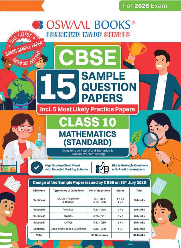 Oswaal Cbse 15 Sample Question Papers Class 10 Mathematics Standard for ...