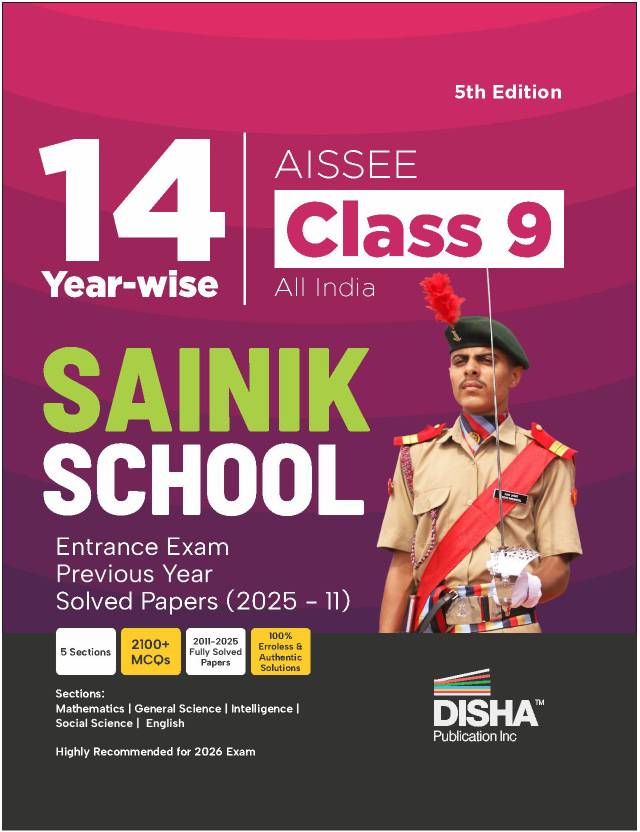 Disha 14 Year-wise AISSEE Class 9 All India SAINIK School Entrance Exam ...