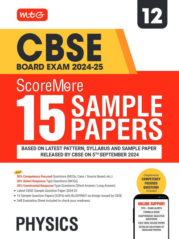 MTG CBSE Class 12 ScoreMore 15 Sample Papers Physics Book For 2025 ...