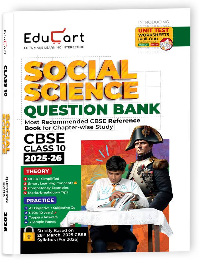 Educart CBSE Question Bank Class 10 Social Science 2025-26 on new Syllabus 2026 (Introducing ...