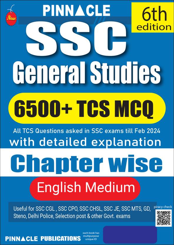 SSC General Studies 6500 TCS MCQ Chapter Wise English Medium 6th Edition: Buy SSC General ...
