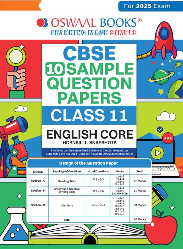 Oswaal Cbse Sample Question Papers Class 11 English Core Book: Buy ...