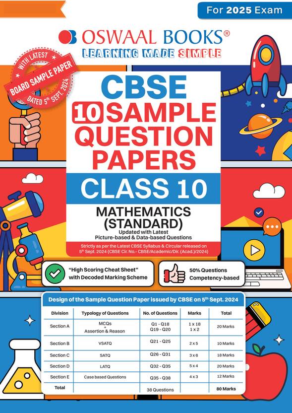 Oswaal Cbse Sample Question Papers Class 10 Mathematics Standard Book ...