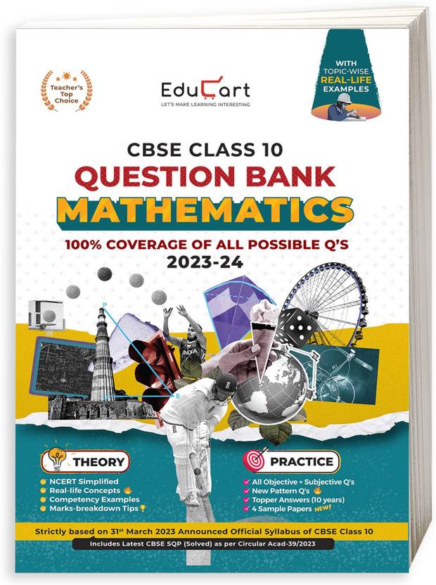Educart CBSE Class 10 MATHEMATICS Question Bank 2023-24 (NCERT based ...