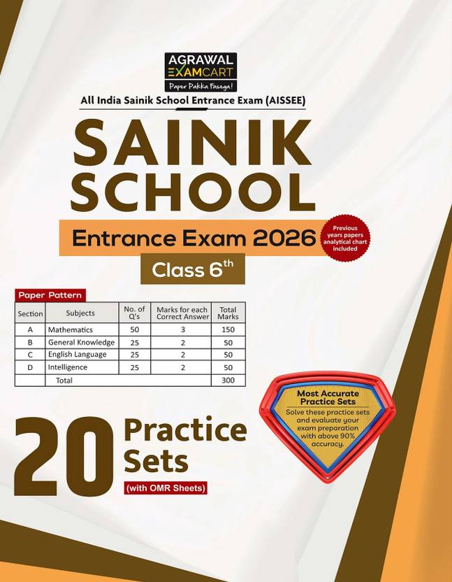 Examcart Sainik School Class 6th Entrance Exam 2026 | 20 Practice Sets ...