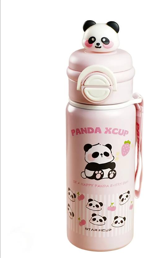 Rupela Cute Panda Water Bottle with 3D Lid–600ml Leakproof Kids Flask ...