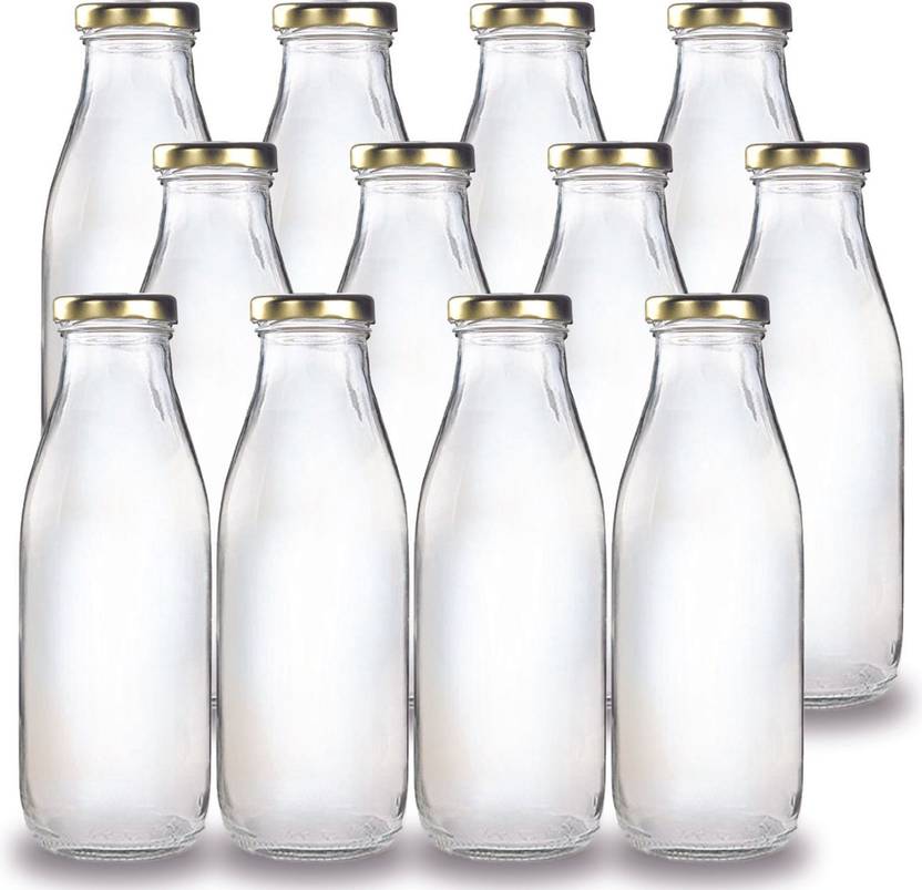 Pure Tree Food Grade Round Glass Milk Golden Lug Cap 500 ml Bottle ...