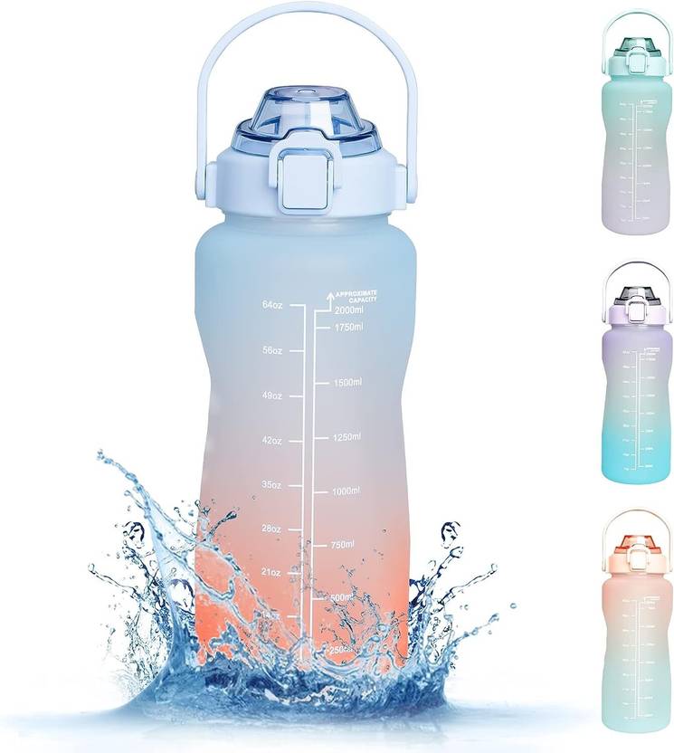 GLASSCART 2 Litre Plastic Water Bottle with Straw Motivational Water ...