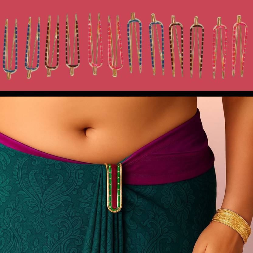 Naosucura Saree Pleat Holder 12 Pcs Random Multicolor U Pins Clips for ...