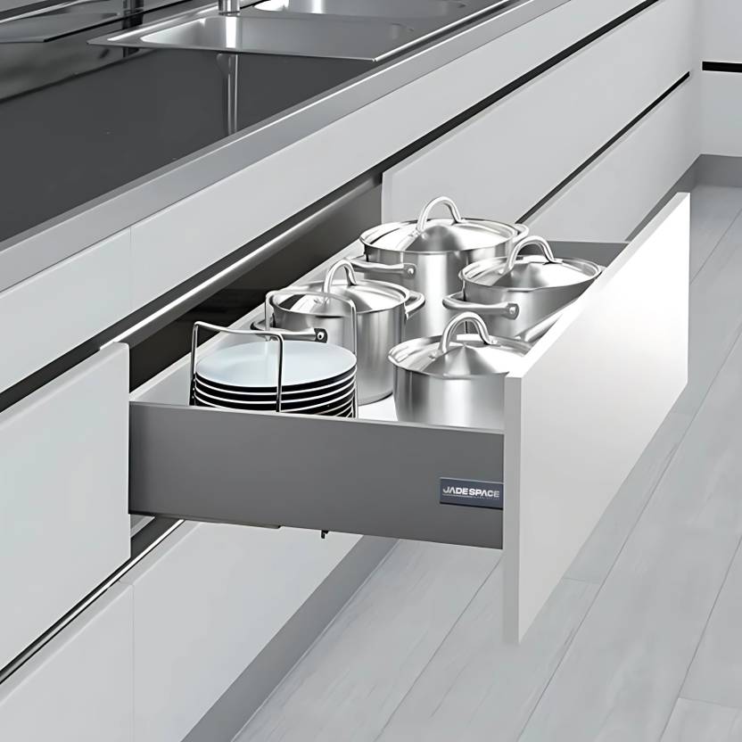 Jadespace Slim Tandem Drawer Box – Soft Close, 45kg Capacity (Grey, 6 x ...