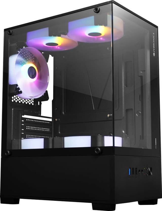 ZEBRONICS Iceberg Gaming Chassis, mATX/Mini ITX, Tempered Glass, 5 Fans ...