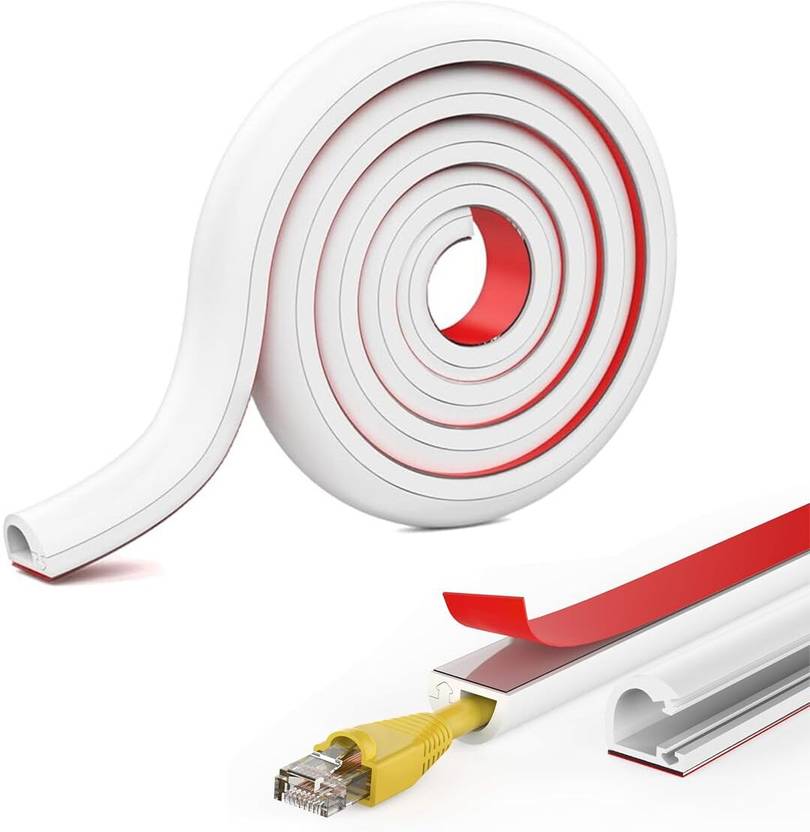 SERPLEX Self Adhesive PVC Floor Cord Cover 6.6ft Flexible Cuttable Wire ...