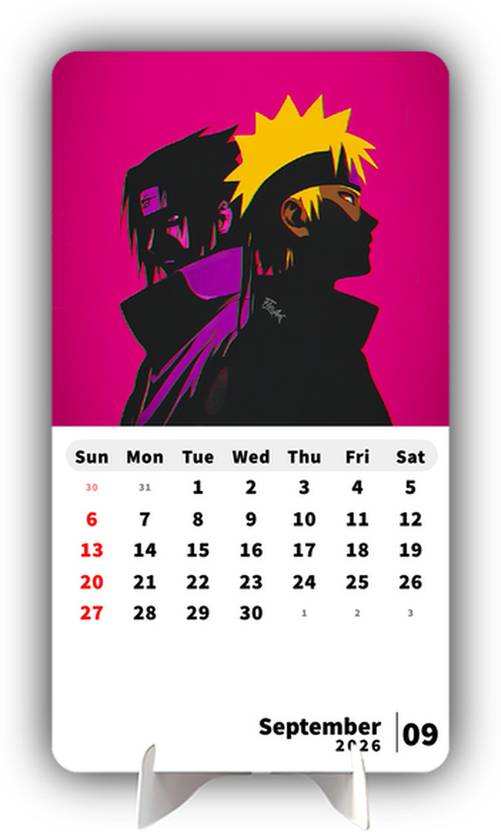 wrap craft Duo Naruto & Sasuke Premium Desk Calendar 2026 Table ...
