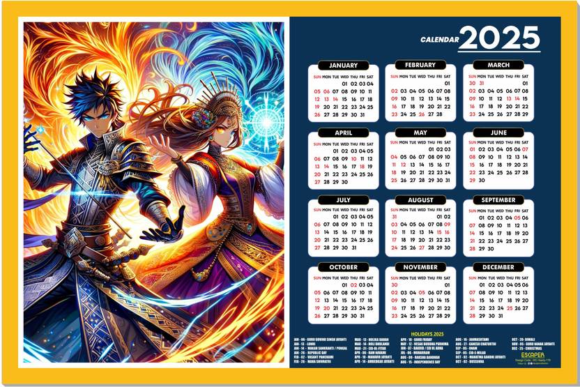 SADAFAL Anime Wall Calendar 2025 hanging , Anime Wall Calendar 2025 ...