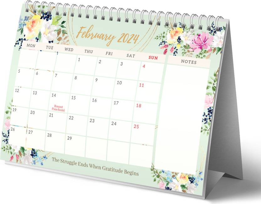 Lauret Blanc A5 Desk Calendar 2024- Monthly Grid View, Home and Office ...