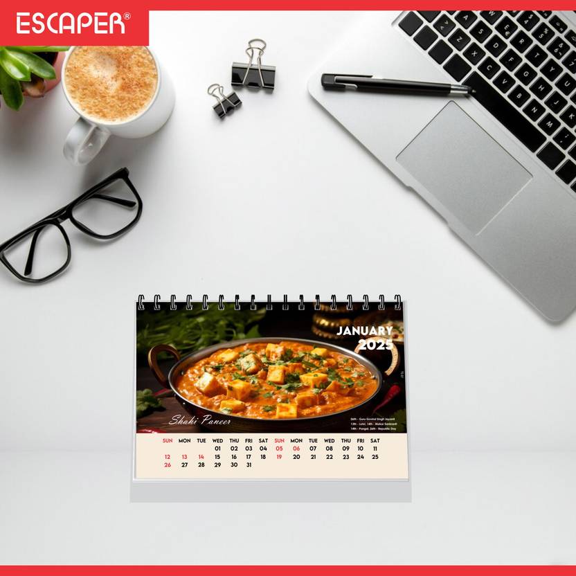SADAFAL Shahi Paneer Food Desk Calendar 2025 - Indian Traditional ...