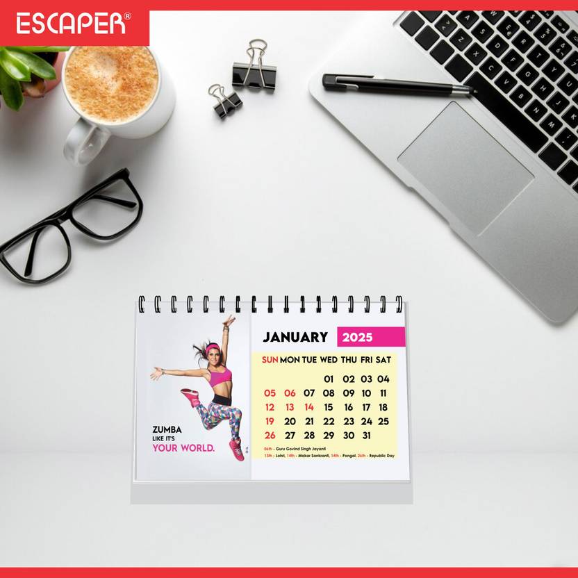 ESCAPER Fitness Calendar 2025 Desk - Gym & Health Motivation 2025 Table ...