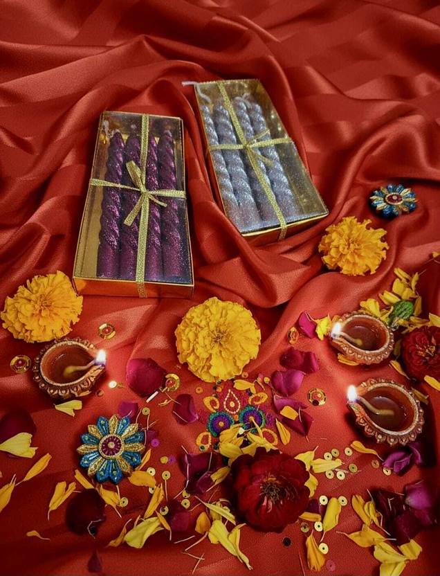 FABSTORE Glitter Twisted Candle Gift Set Of 4 Piece Size: 4 Inch Candle Price in India - Buy ...